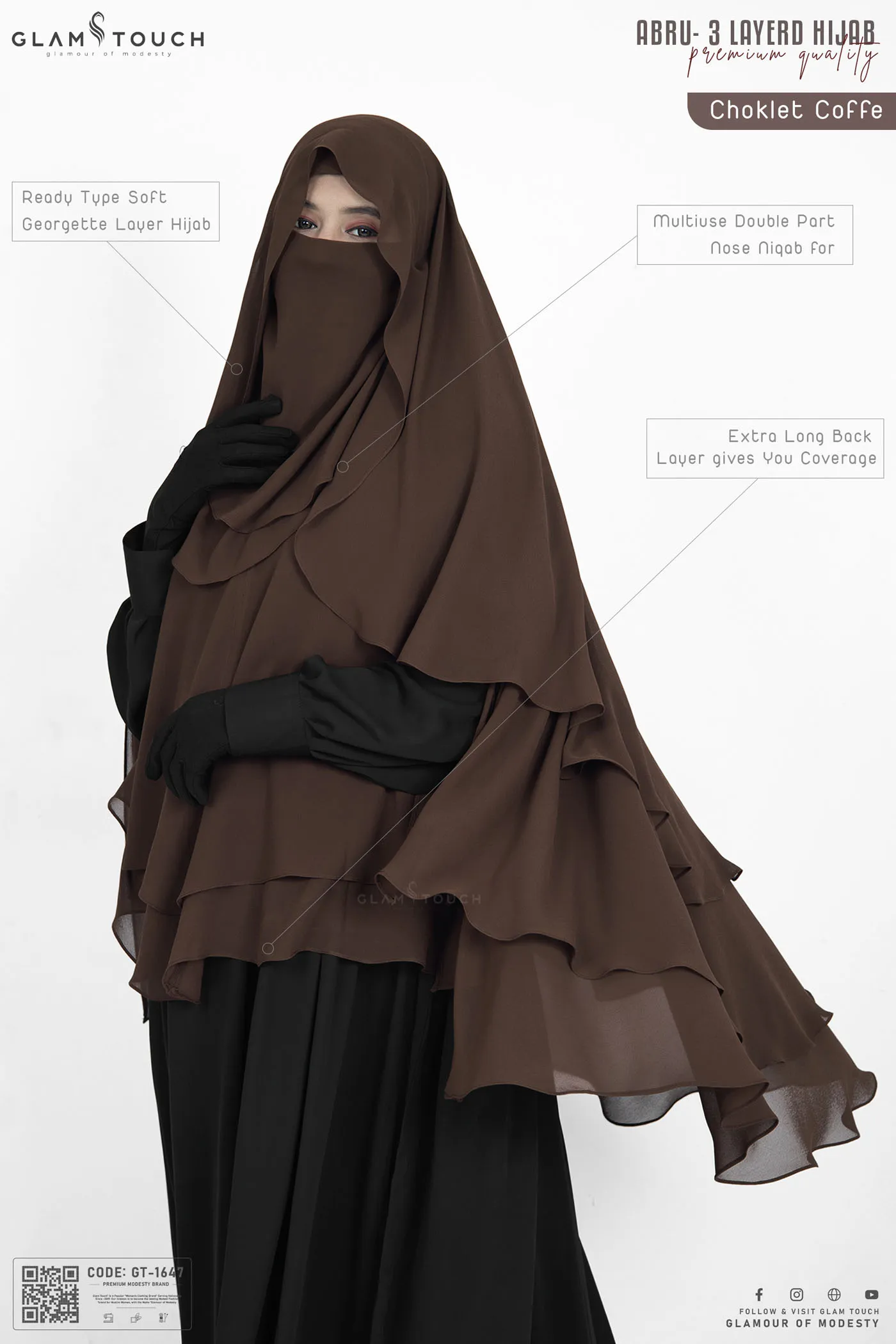 ABRU 3 Layer Hijab Niqab Set | GT-1647