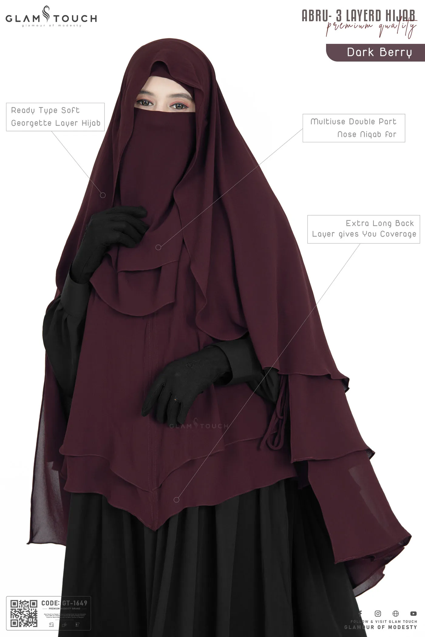 ABRU 3 Layer Hijab Niqab Set | GT-1649