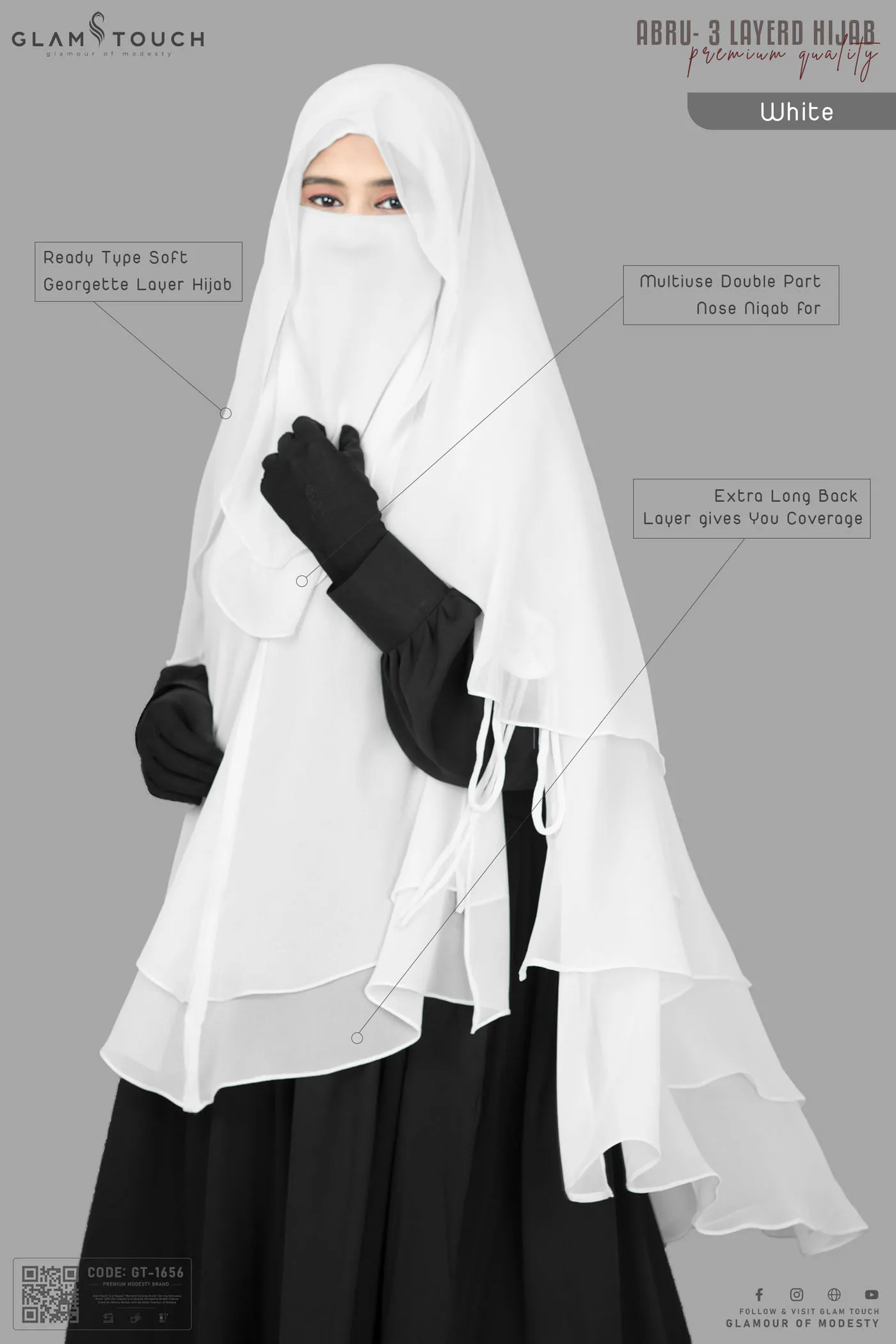 ABRU 3 Layer Hijab Niqab Set | GT-1657
