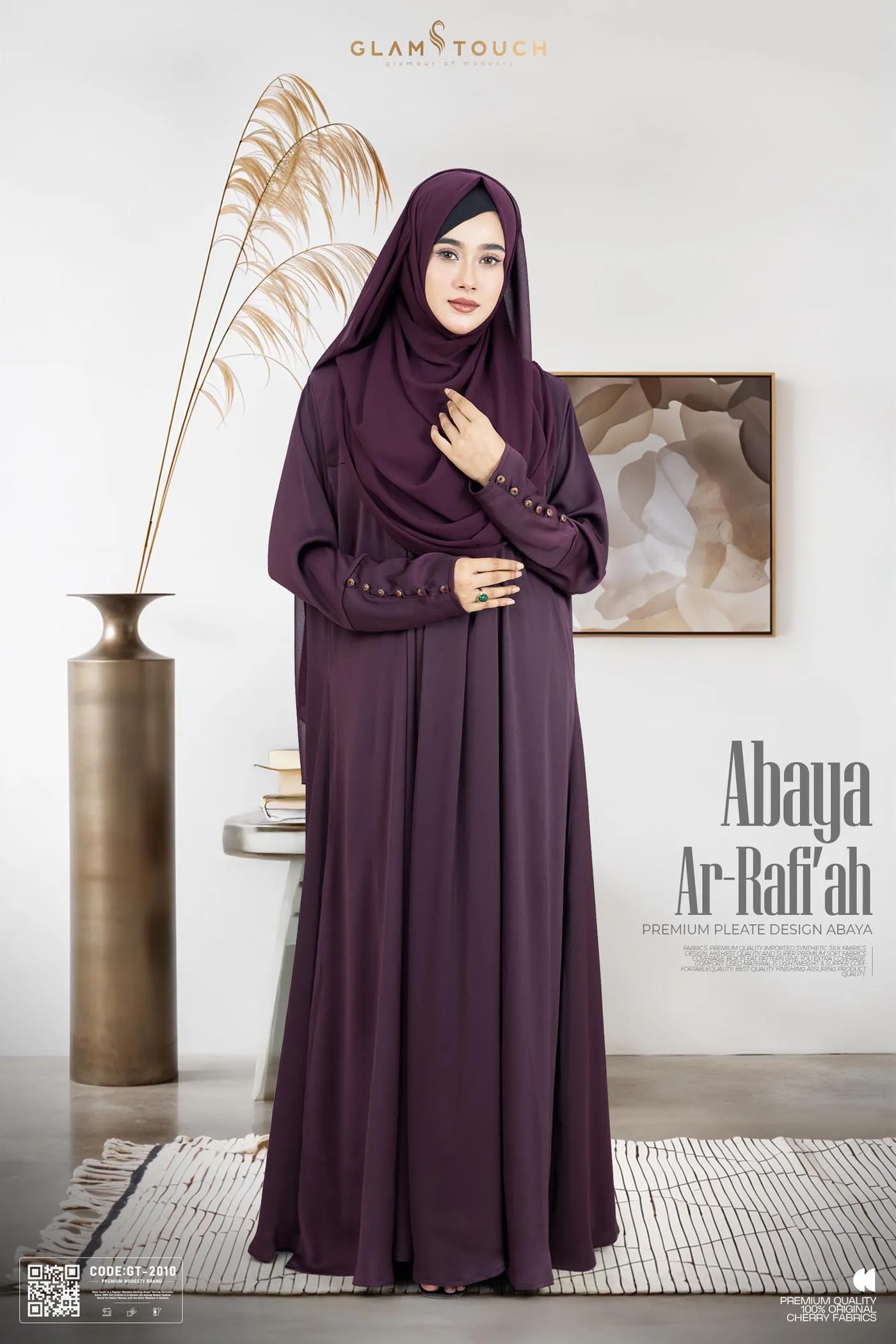 ABAYA AR-RAFI'AH-PREMIUM SLEEVE BUTTON ABAYA | GT-2010
